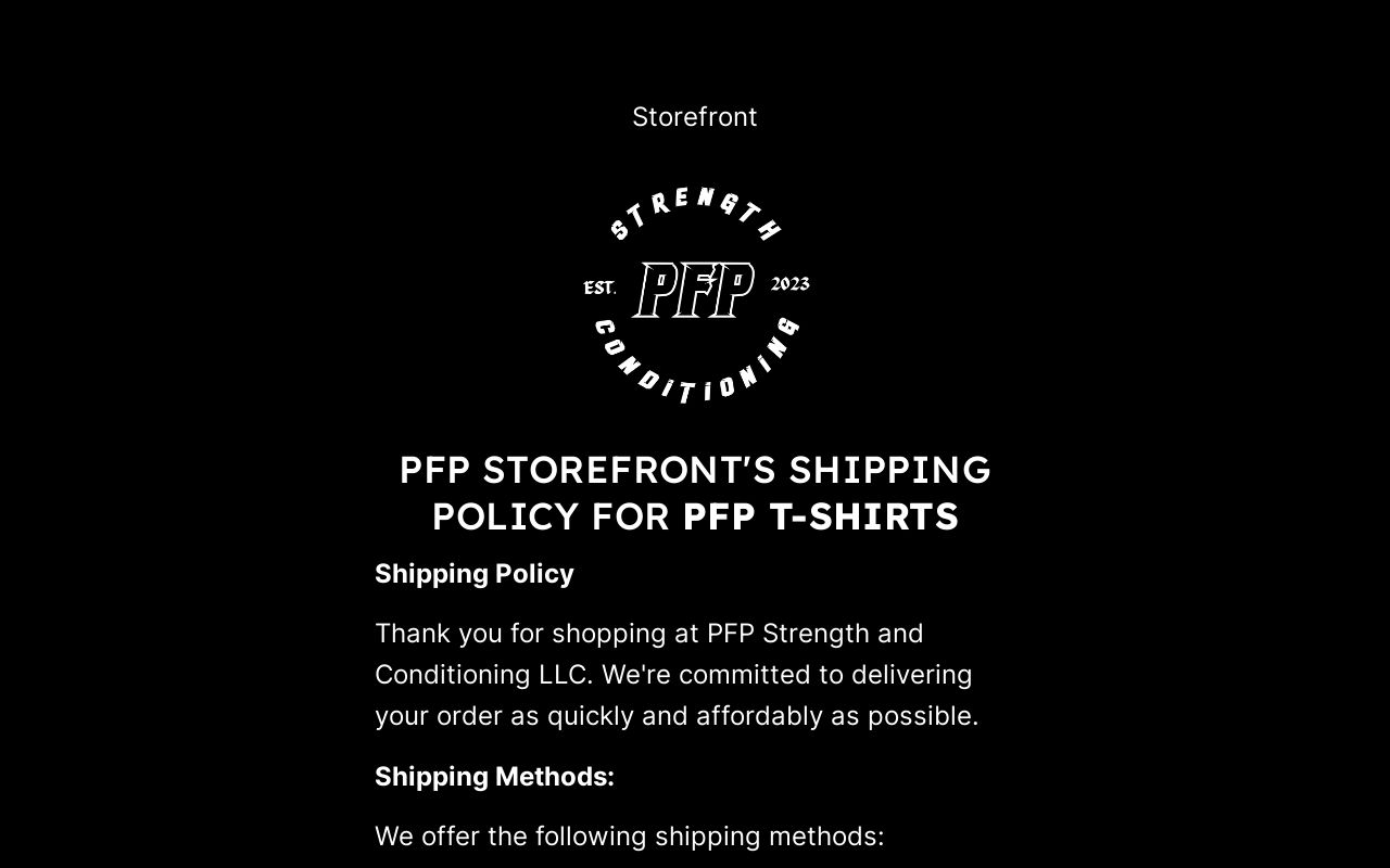 PFP Shipping Policy